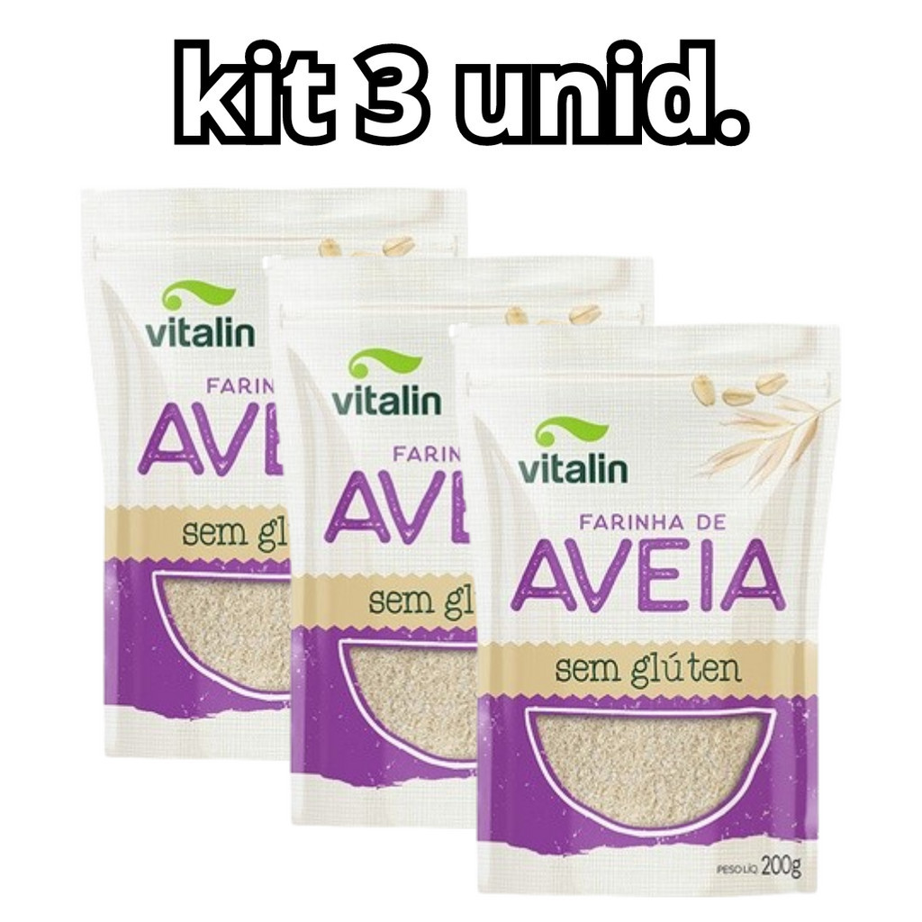 KIT 3 unid Farinha de Aveia Vitalin 200g | Shopee Brasil