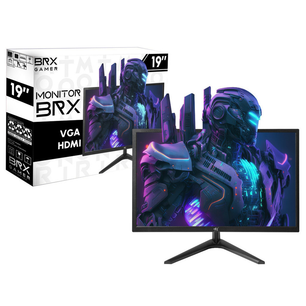 Monitor 19" LED 60hz HDMI VGA Widescreen - BRX | Shopee Brasil