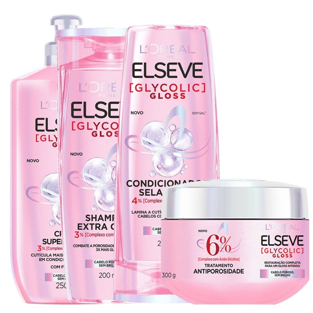 Kit Glycolic Gloss Elseve 4 itens Pocket | Shopee Brasil
