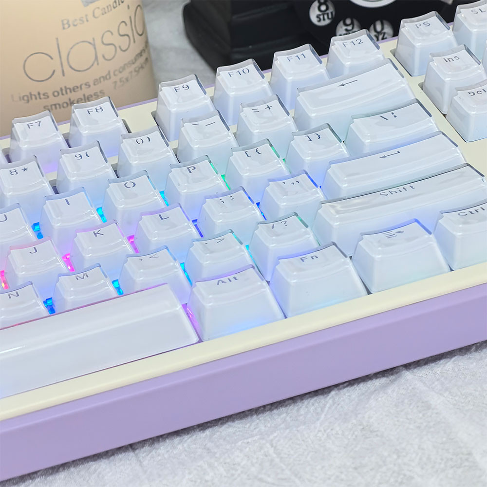 Branco Jello Keycap Perfil OEM 104 Teclas PC Double Shot Light ...