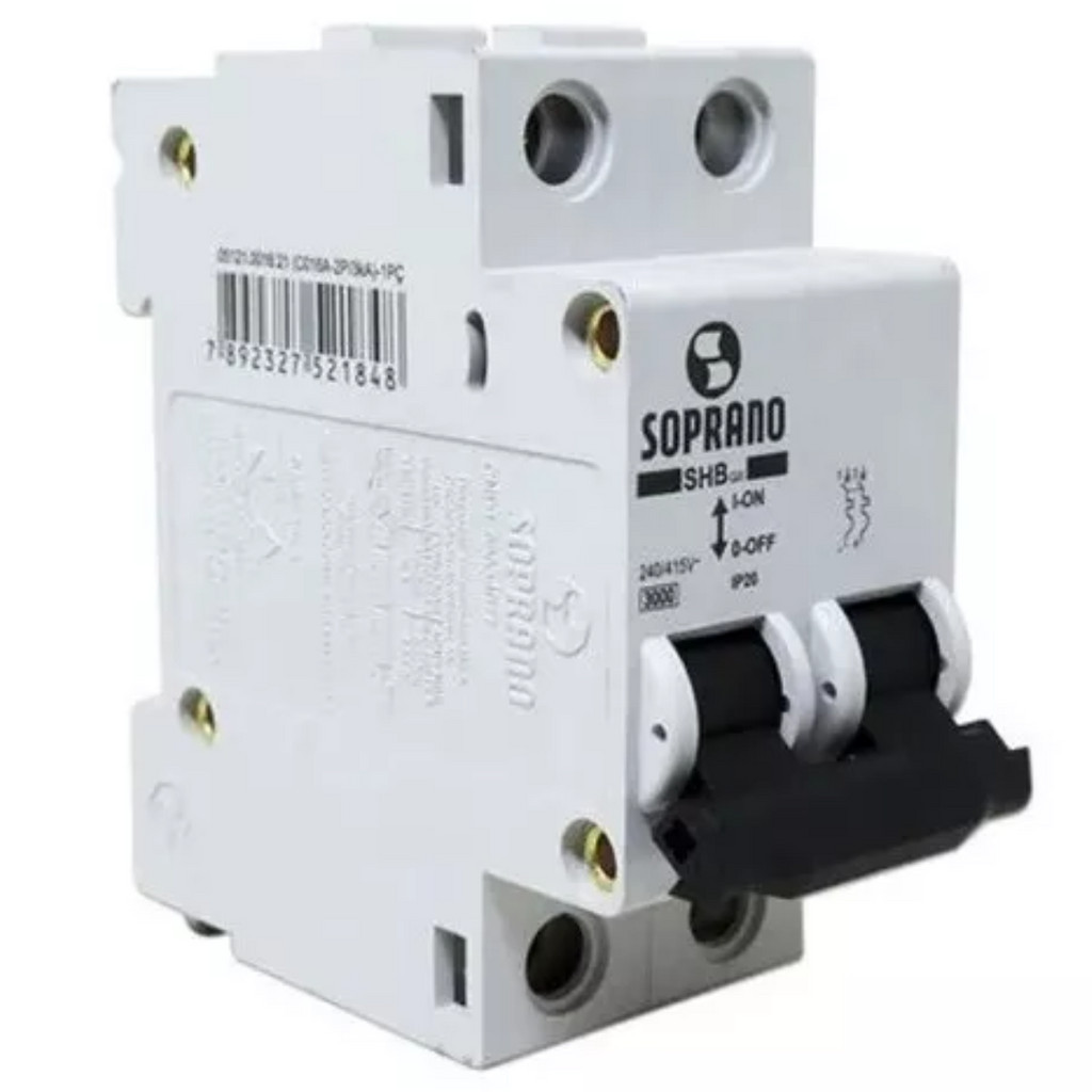 Disjuntor Bipolar 2 Polos 6A 10A 16A 20A 25A 32A 40A 50A 63A 70A 80A 90A SOPRANO | Shopee Brasil