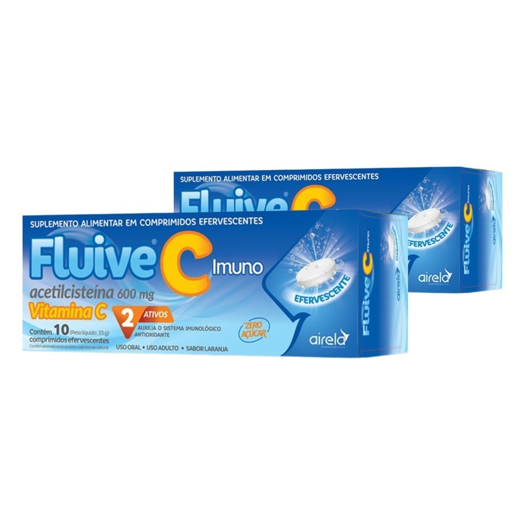 kit 2 Fluive C Com 10 Comprimidos Efervescentes Por Frasco - Airela ...