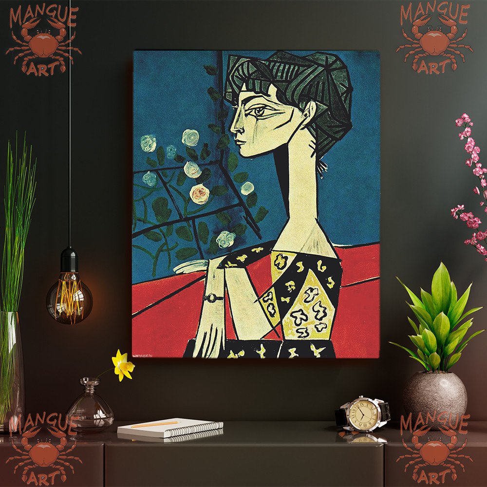 Quadro decorativo. Pablo Picasso, Jaqueline com flores, arte moderna, cubismo. impressão em tela ...