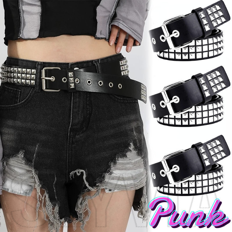 Cinto Rebite Metálico-Punk Rock , Y2K , Moda-Ajustável-Acessórios De ...