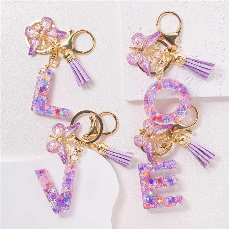 26 Letras Iniciais Chaveiro Resina DIY Nome Saco Encantos Decoração ...