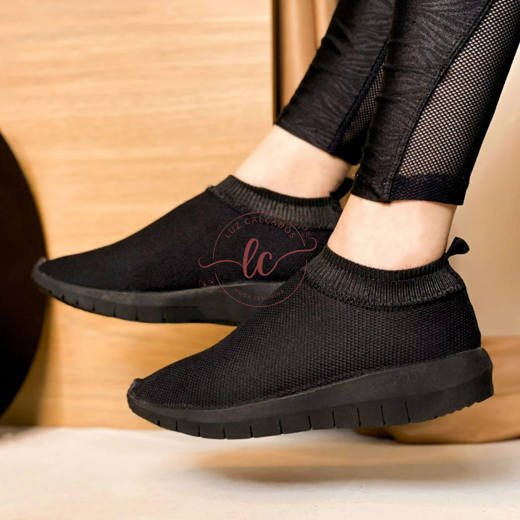 Tênis Feminino meia sem cadarço casual tenis slip on feminino para ...