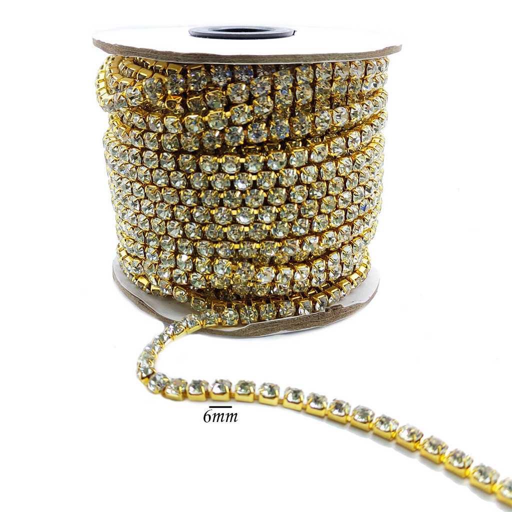 Rolo de Strass Dourado 6mm | Shopee Brasil