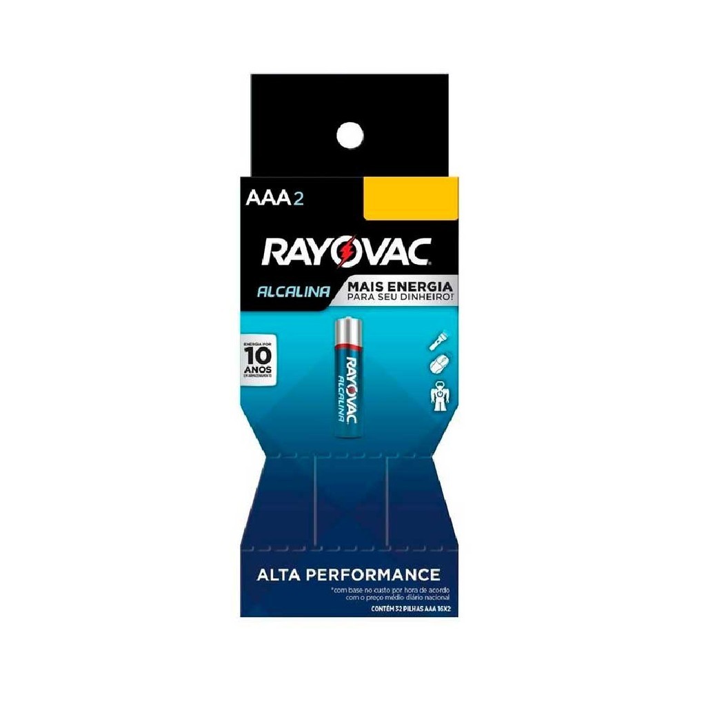 Pilha Alcalina Aaa2 Rayovac Tubo Com 32 Unidades | Shopee Brasil