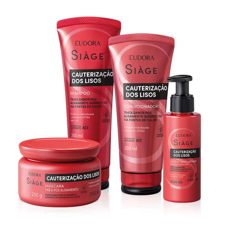 EUDORA SIAGE Cauterização dos Lisos (4 itens) shampoo, condicionador ...
