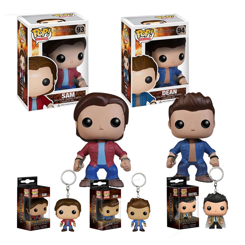 Funko POP Sobrenatural Sam 93 Dean 94 Castiel Keychain Ação Figura ...