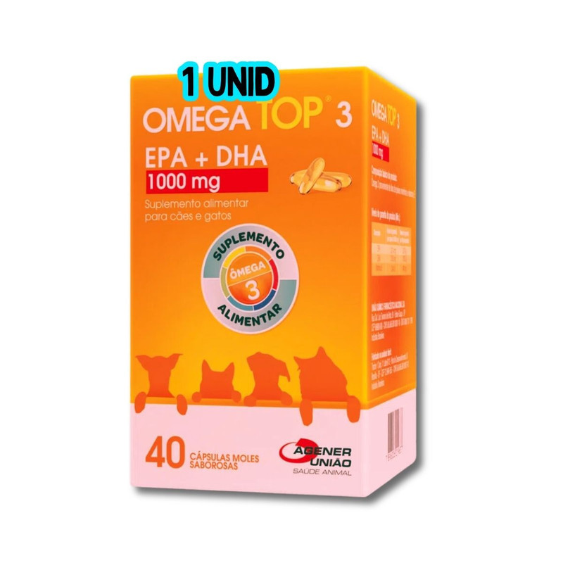 Omega top 3 1000mg Suplemento alimentar para cães e gatos | Shopee Brasil