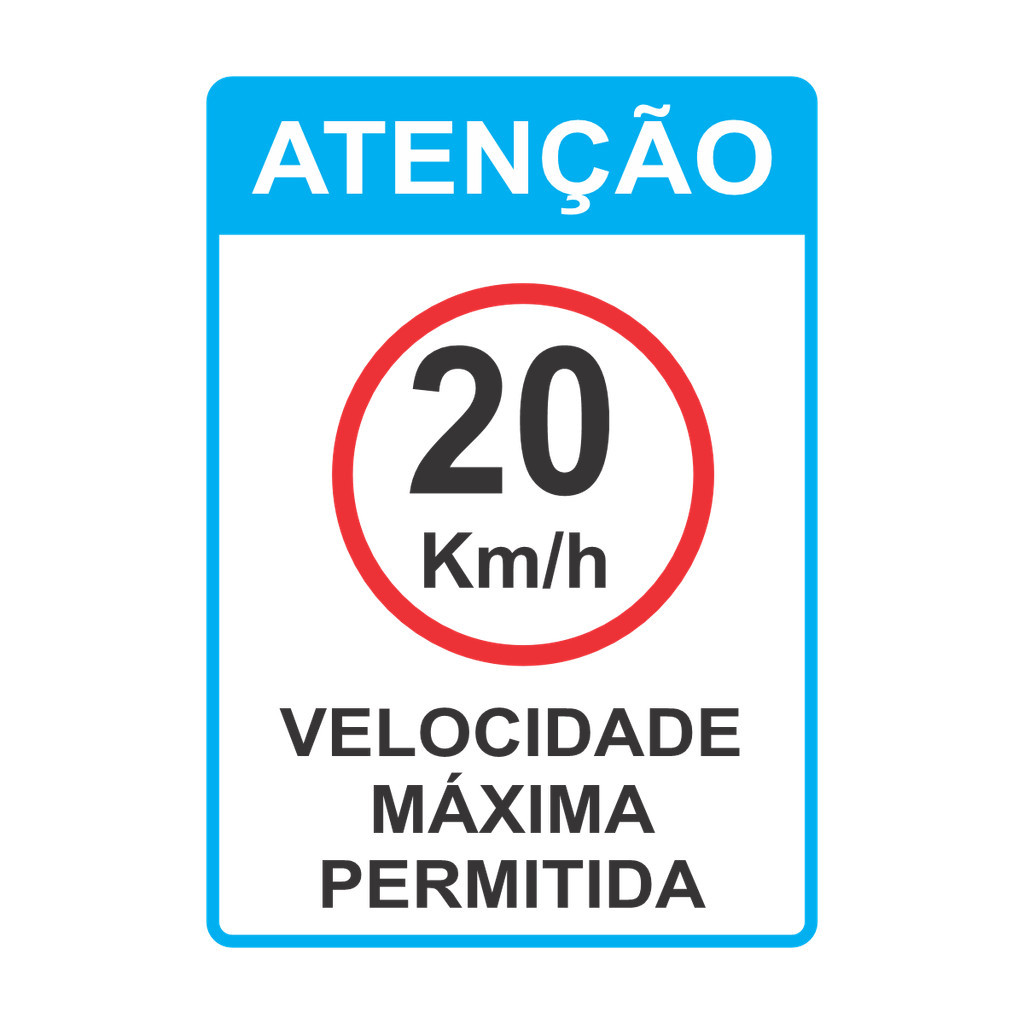 Placa Aviso Atenção Velocidade Máxima Permitida 20km Ps | Shopee Brasil