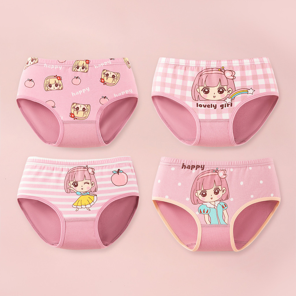 4 Pares Roupas íntimas infantis / 1-14 anos de idade Meninas Desenho ...