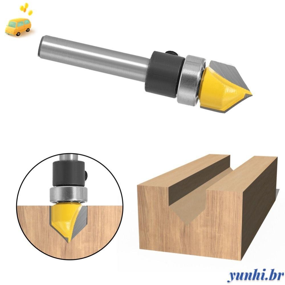Fresa YUNHI Router Bit , 6mm 6,35mm Shank 90 Graus , Conveniente Com ...