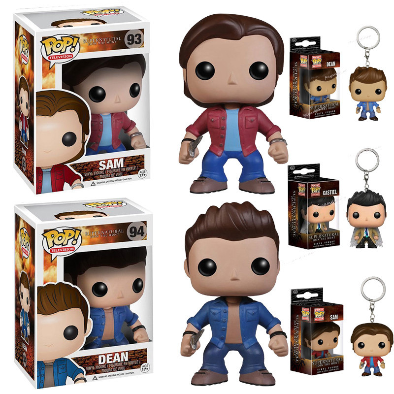 Funko POP Sobrenatural 93 94 Sam Dean Castiel Keychain Ação Figura ...
