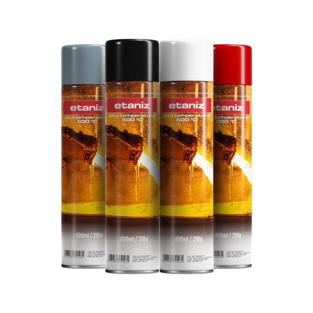 Tinta Spray alta temperatura todas as cores 400ml - Etaniz | Shopee Brasil