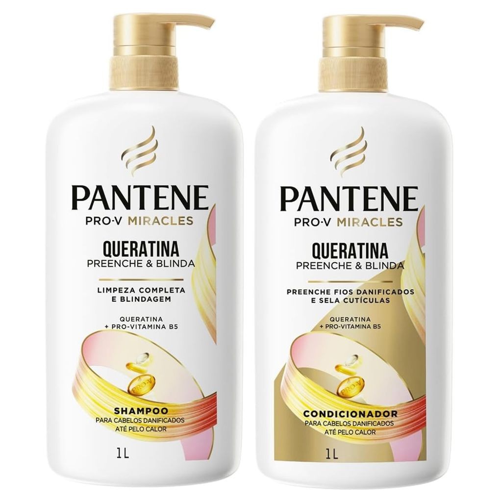 Kit Shampoo e Condicionador Pantene Pro-V Miracles Queratina 1 Litro ...