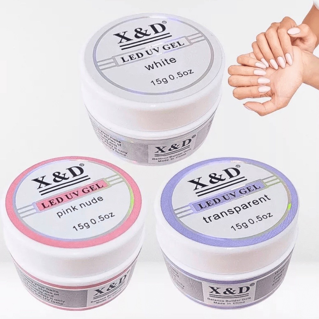 KIT 3 Gel 15g X&D Para Unhas Gel fibra XED XD Profissional Alongamento | Shopee Brasil