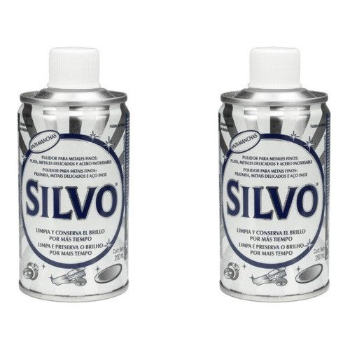 KIT COM 2 Polidor Liquido De Metais Superfícies Silvo 200 Ml | Shopee ...