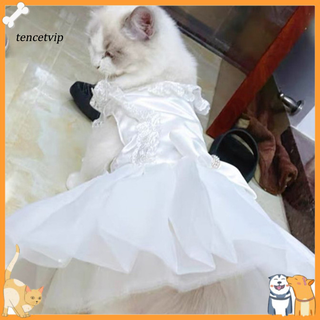 Vestido De Noiva Vip Pet Romântico Conveniente Organza Branco Fofo De ...