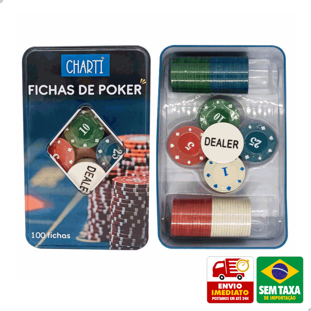 Kit Fichas Jogos Poker Tabuleiro Com Ficha Dealer 100 Fichas Numeradas ...