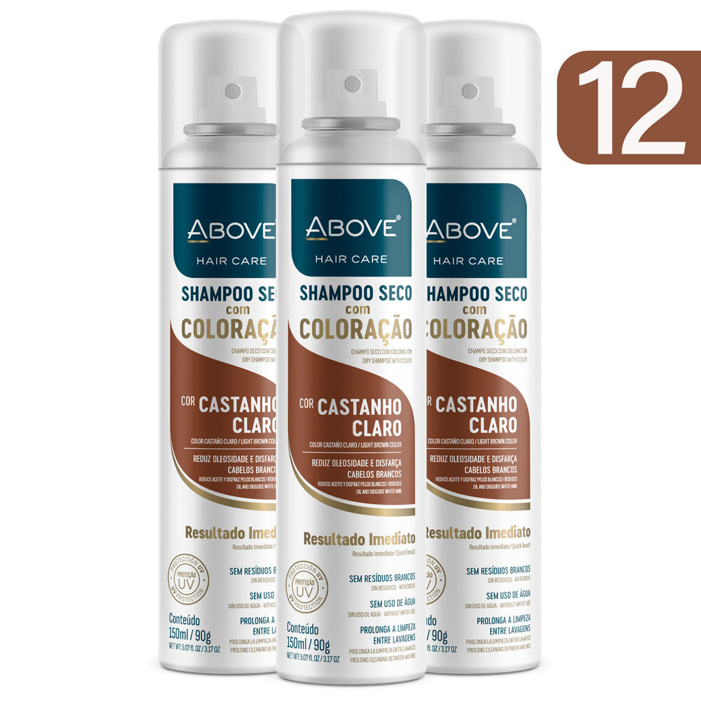 Kit 12 Shampoo a Seco com Cor Above - Castanho Claro | Shopee Brasil