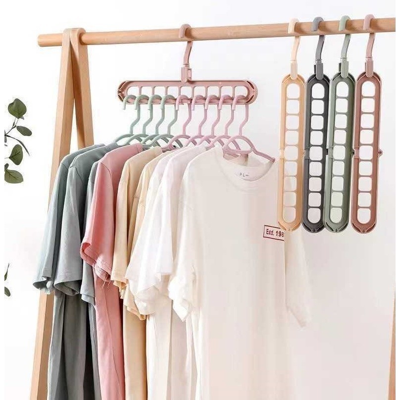 Cabide Organizador Dobrável Multiuso Guarda Roupas Armário 9 Furos ...