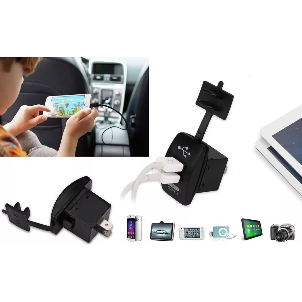 Tomada Usb Carro De Embutir 2 Saídas Carregador 3.1a | Shopee Brasil