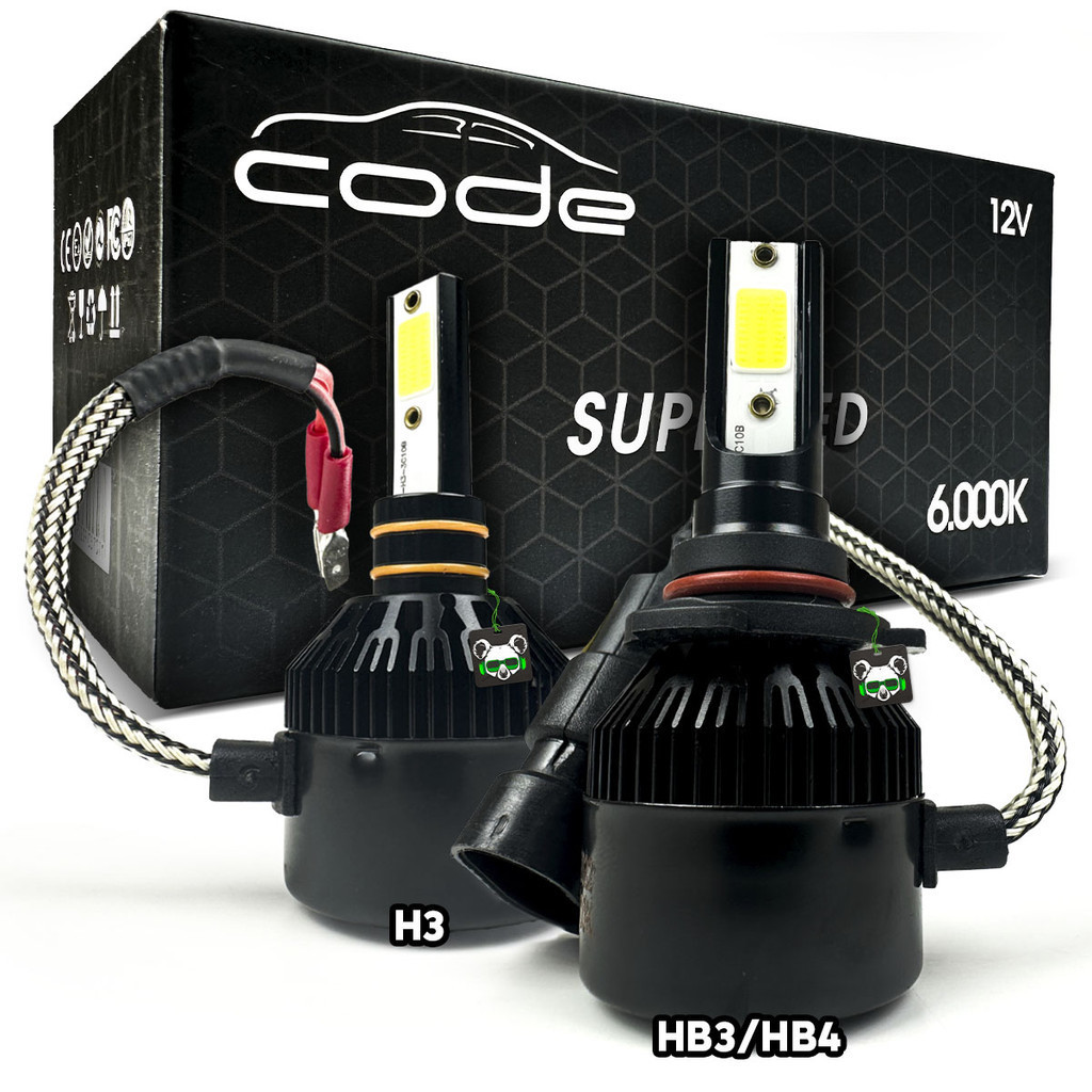 Kit Par Lâmpada Automotiva Super Led Code 3900 Lúmens 6000k Encaixe HB3/HB4 H3 e H16 | Shopee Brasil