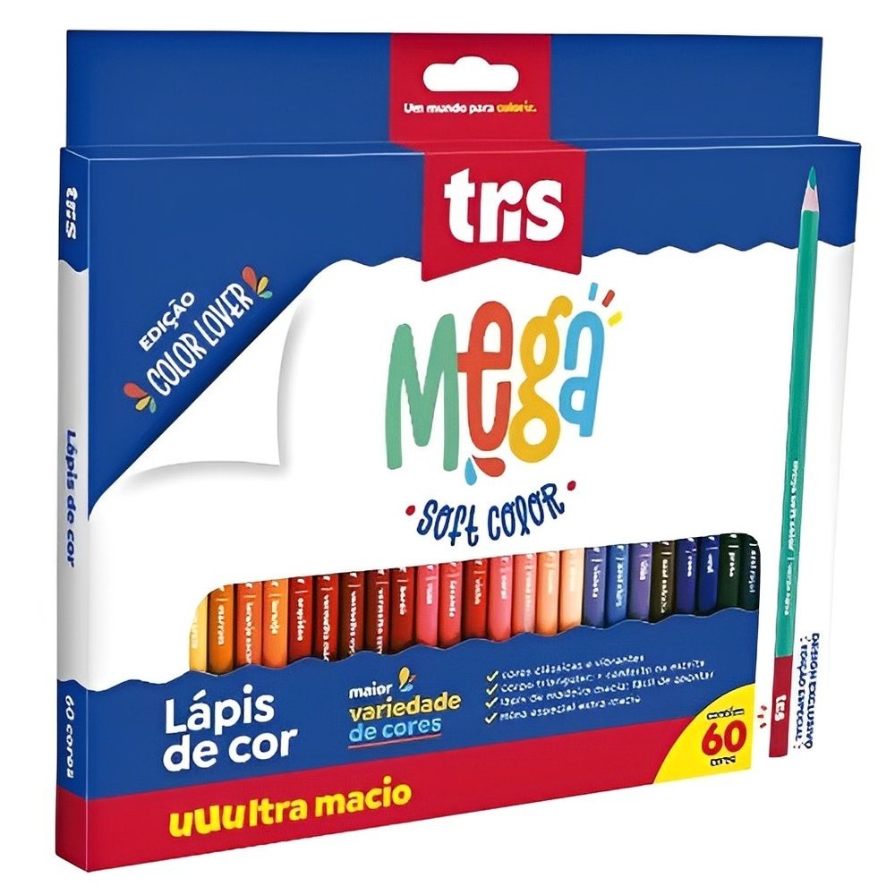 Lápis De Cor Tris Mega Soft Color Edição Color Lover Com 60 Cores ...