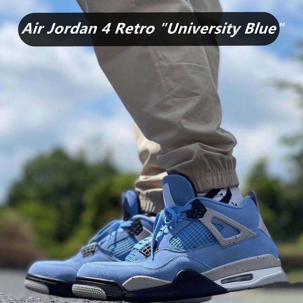 37 Cores Nike Air Jordan 4 Retro "Universidade Azul" Tênis ao ar livre ...