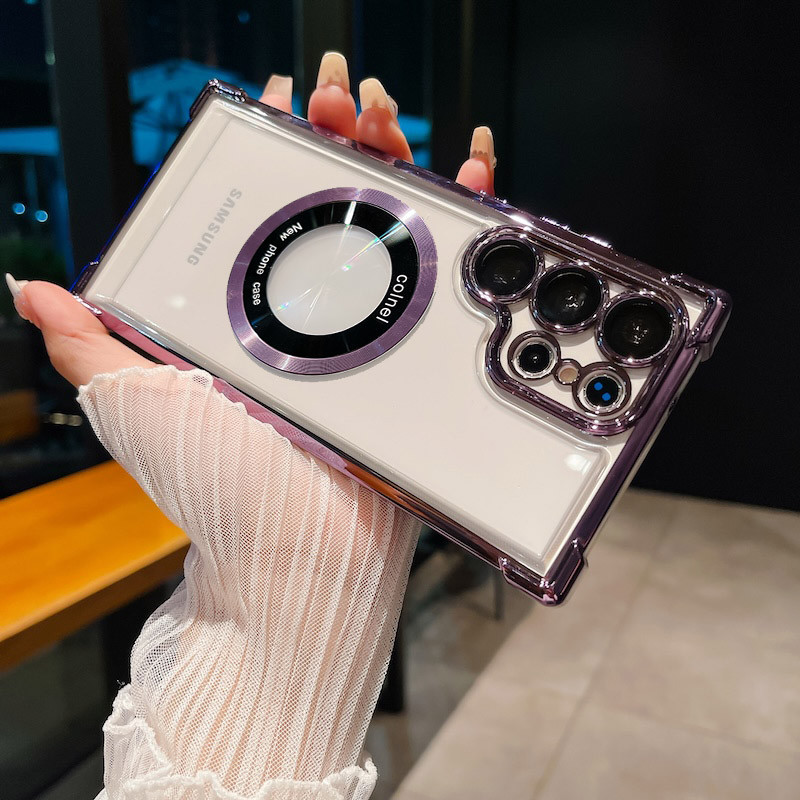 Capa Magnética De Carga Sem Fio Transparente De Luxo Para Samsung Galaxy S24 Ultra S23 FE S22 ...