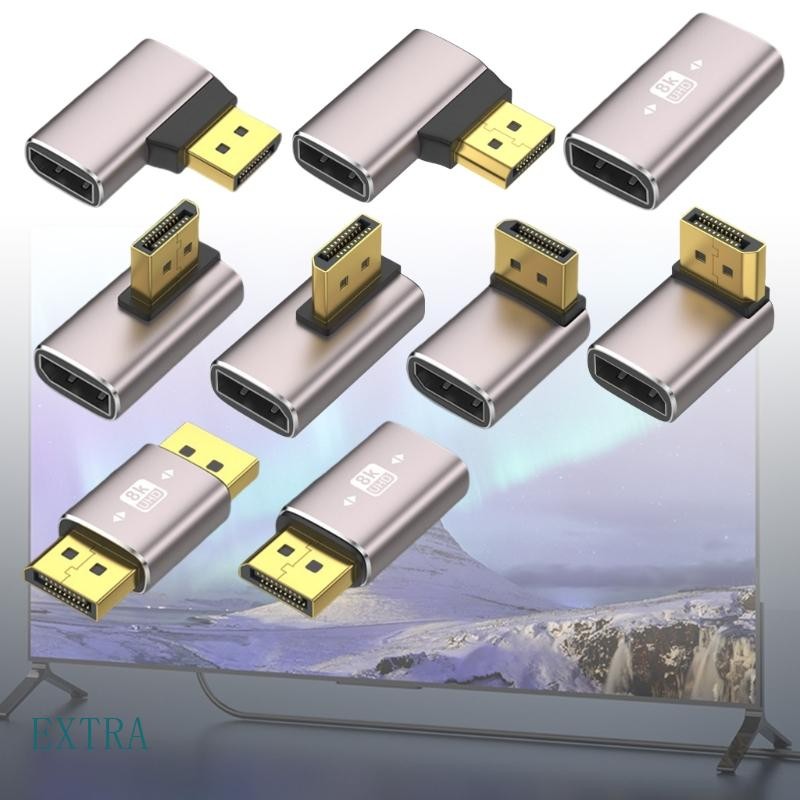 EXT 8K DisplayPort 1 4 Adaptador 90 Graus Ângulo Direito Para Fêmea ...