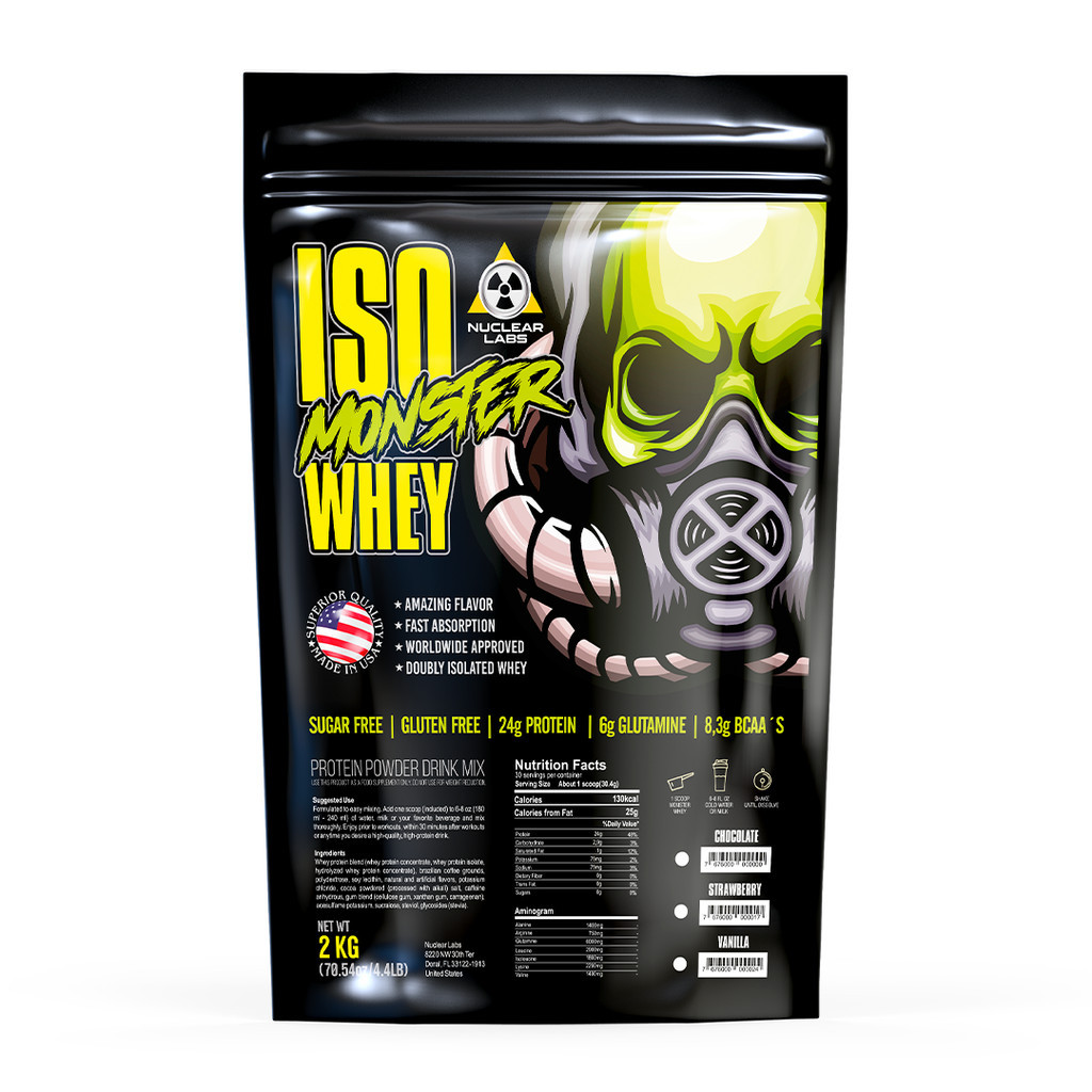 Iso Monster Whey Isolado 2kg Nuclear Labs Morango | Shopee Brasil