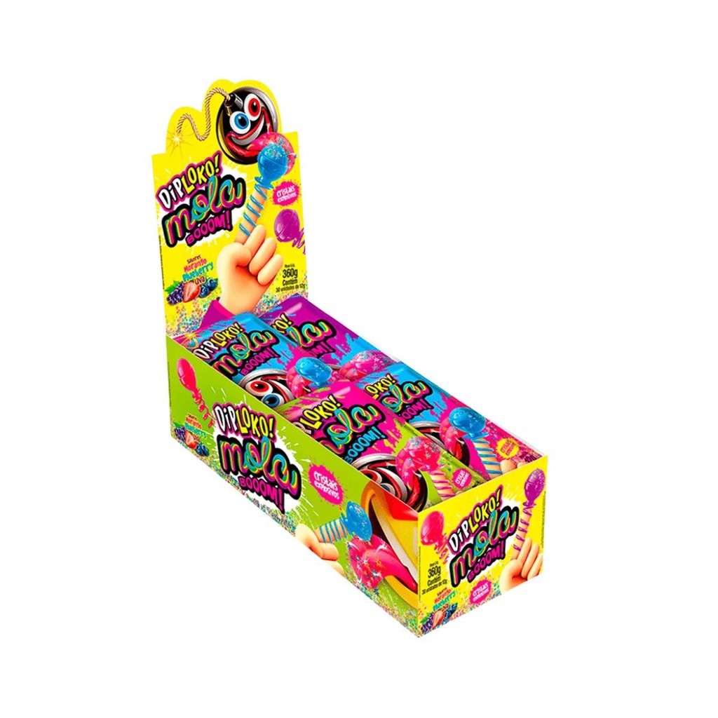 Pirulito Diploko Explosive Mola Boom - Danilla - Caixa c/30 | Shopee Brasil