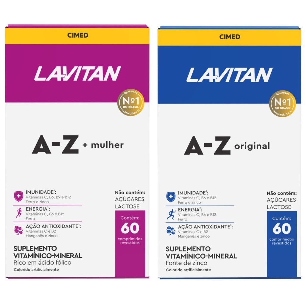 Kit Lavitan A-Z Vitaminas Mulher Original Homem 60comp Cada 2 unid | Shopee Brasil