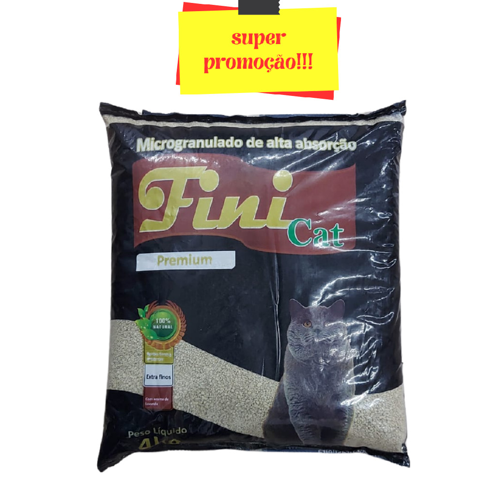 Areia Para Gatos Sanitária Fini Cat Premium Tradicional para Gato 4kg | Shopee Brasil
