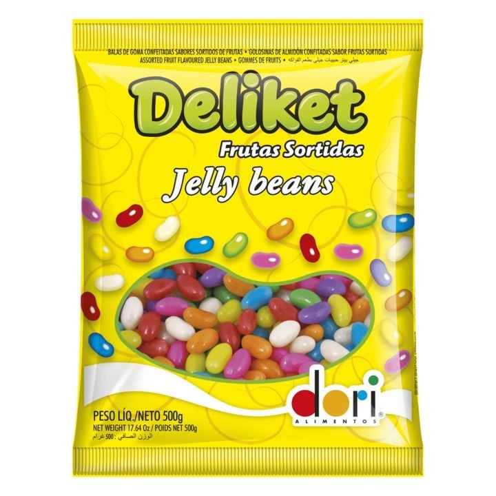 Bala de Goma Confeitada Deliket Jelly Beans Frutas Sortidas 500g ...