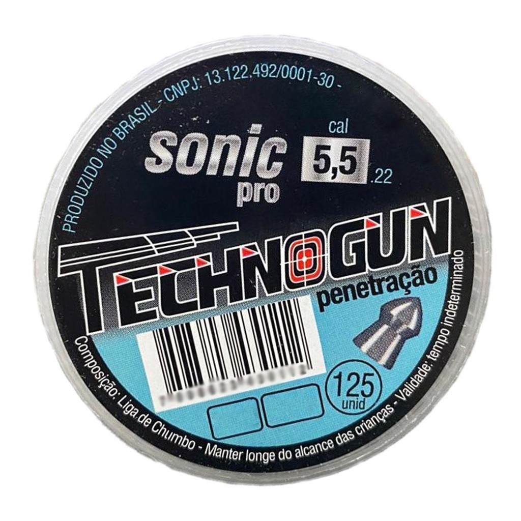 Chumbinho Sonic Pro 5.5mm 125 Unidades - Technogun | Shopee Brasil
