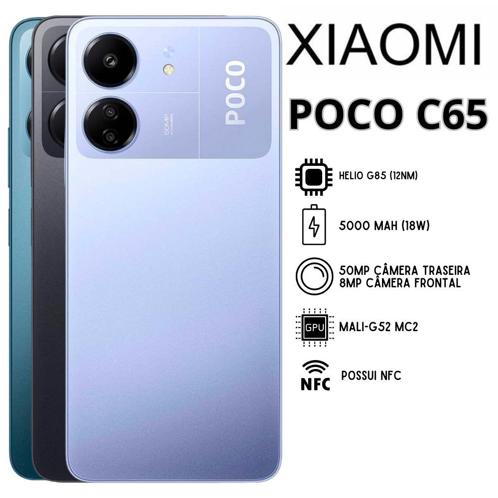 Celular Xiaomi Poco C65 4G NFC Global Dual Sim Tela 6.71" 6GB+128GB | 8GB+256GB Bateria 5000 MAh ...