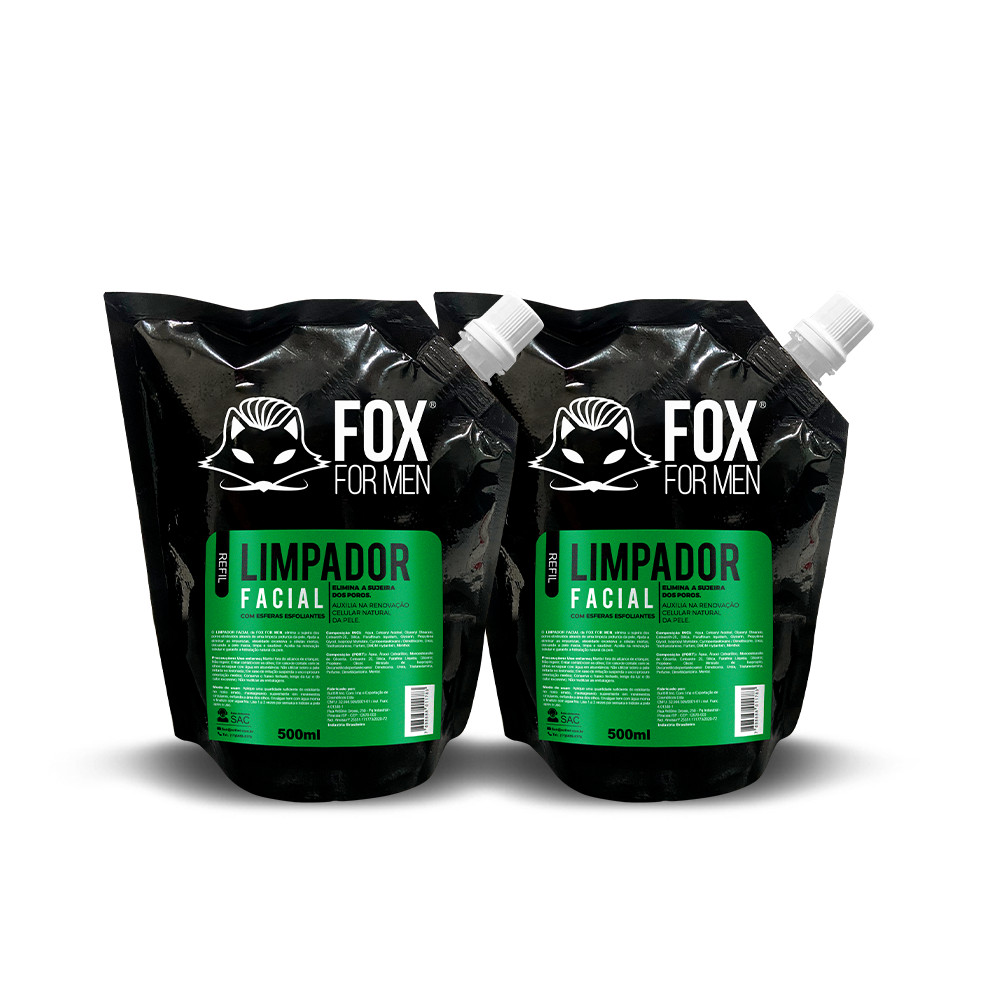 REFIL CREME LIMPADOR 500ML - 02 UNIDADES FOX FOR MEN | Shopee Brasil