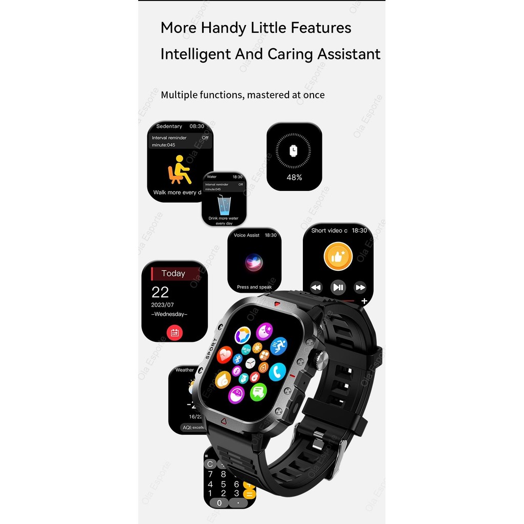 2025 Robusto Militar GPS Smartwatch Masculino Para Android IOS Fitness ...