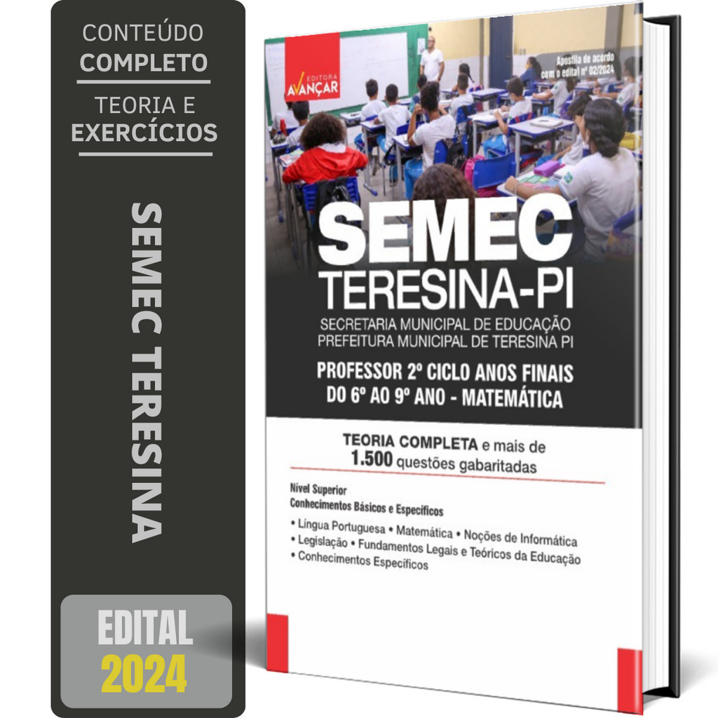 Apostila SEMEC PI 2024 - Professor 2 Anos Finais - Matemática | Shopee ...