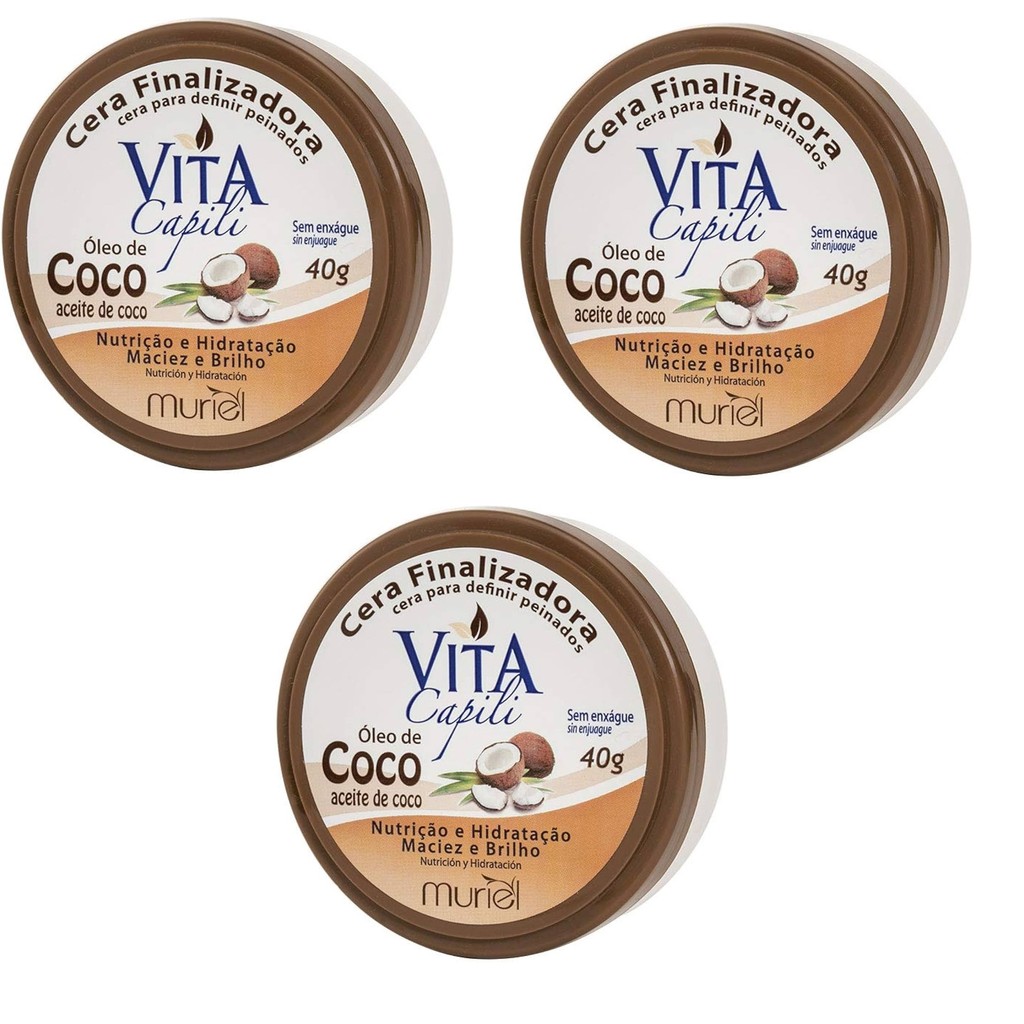 CERA FINALIZADORA CAPILAR COCO VITA CAPILI MURIEL 40G - KIT C/3un ...