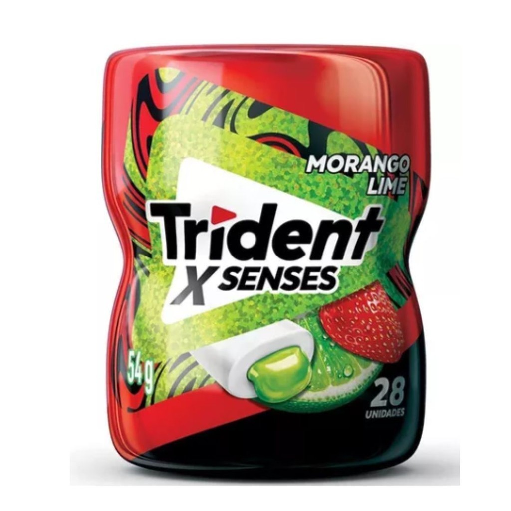 6 Potes Trident Garrafa Xsenses Morango Lime Goma Mascar 54g | Shopee ...