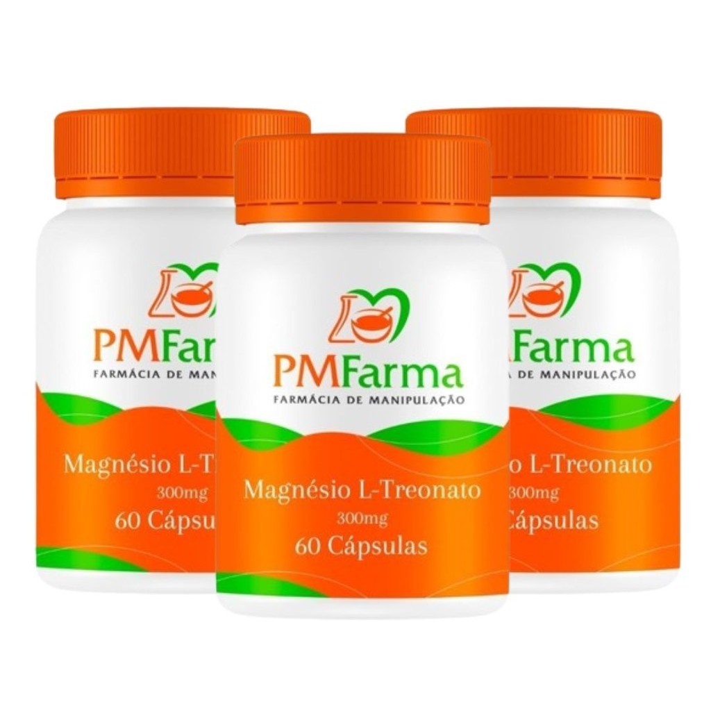 Kit Magnésio L-Treonato 300Mg Suplemento Alimentar 60 Cápsulas - 3 Unidades | Shopee Brasil
