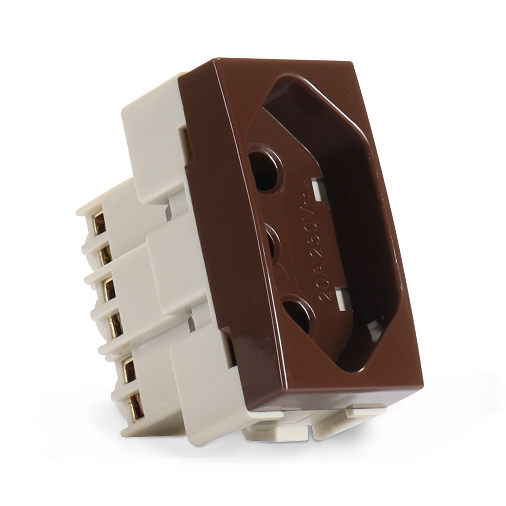 Módulo Tomada Sleek Marrom 2p+t 20a Margirius | Shopee Brasil