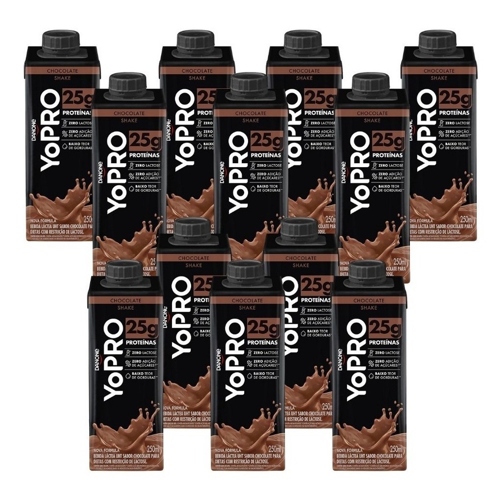 Kit C/12 Un Yopro Chocolate 25g Proteina - Whey Yo Pro | Shopee Brasil