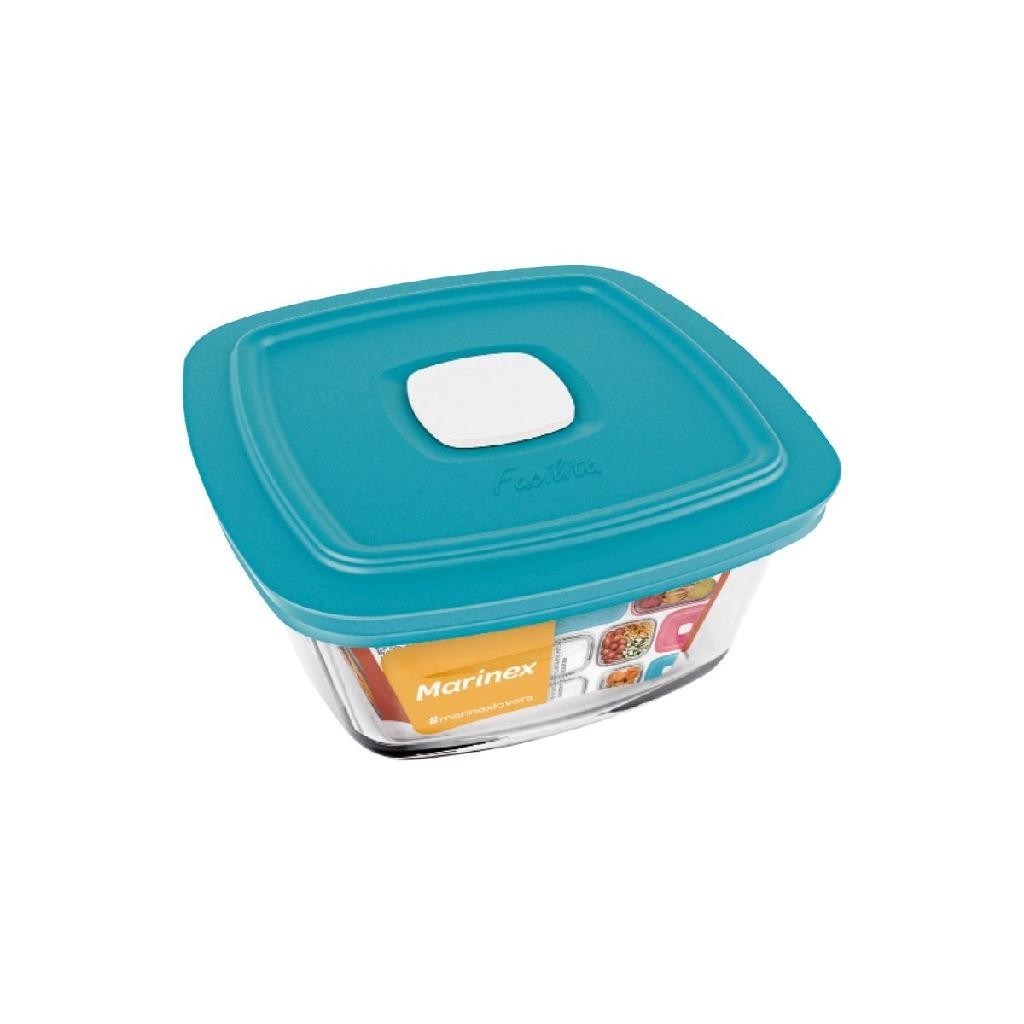 Vasilha Pote de Vidro Quadrado C/ Tampa 300ml Marinex | Shopee Brasil