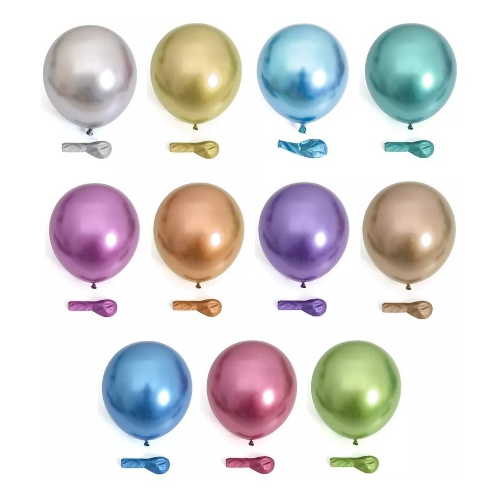 Balão Bexiga Latex Cor Cromado 5 Polegadas 100 Unidades | Shopee Brasil